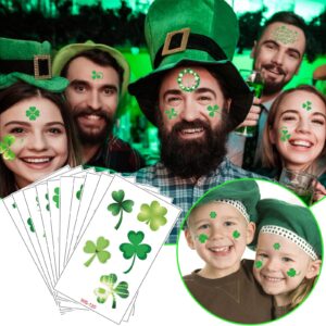 St. Patrick’S Day Tattoos Shamrock Temporary Tattoo Sticker Waterproof Clover Lucky Tattoos for Adults Kids Saint Patricks Day Costume Party Decor Supplies on Face Body 10 Sheets.