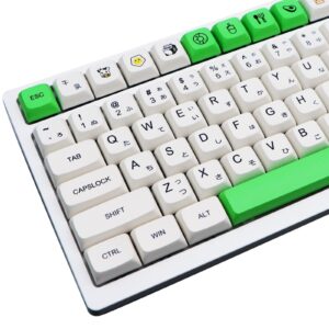 molgria avocado and milk keycaps, pbt keycaps honey 138 set for gaming keyboard, xda dye sublimation custom keycaps japanese font for gateron kailh cherry mx 104/87/74/68/61 60 keyboard ansi layout