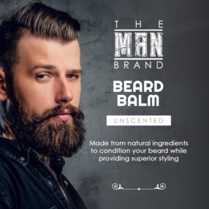 The Man Brand - Unscented Beard Balm No Scent 1 oz - Fragrance-free Leave-in Beard Conditioner for Styling