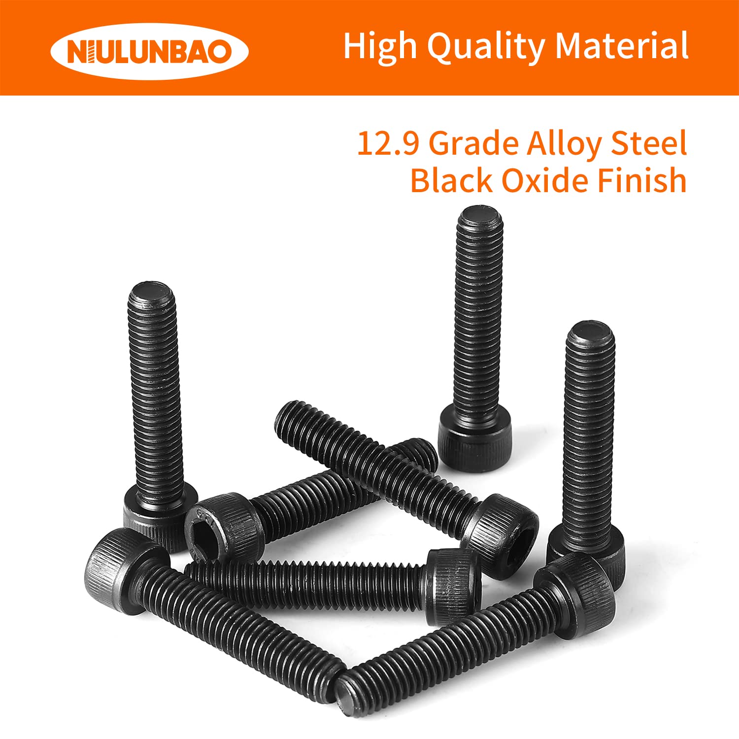 M5-0.8 x 45mm Hex Socket Head Cap Screws Bolts 12.9 Grade Alloy Steel, Black Oxide Finish, Metric Allen Hex Drive, Machine Fully Threaded 25PCS