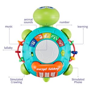 Bu-buildup Musical Turtle Toy, Baby Crawling Toys with Music and LED Lights, Toys to Encourage Crawling, Baby Toy with Music and LED Lights for Boys & Girl 18 Months+