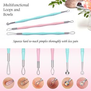 Pimple Popper Tool Kit, MORGLES 14-Heads Professional Stainless Acne Zit Popper Extraction Tools for Facial Nose with Leather Case