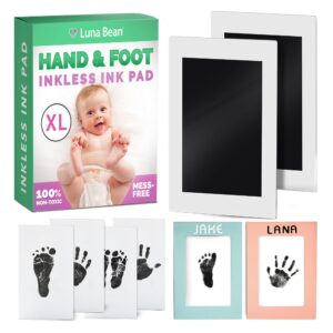 luna bean 4-pack baby footprint kit - babys first christmas - ink pad for baby hand and footprints - non-toxic baby keepsake - dog paw print kit (13pcs), stocking stuffers