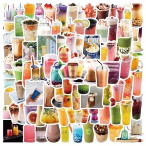 yaroelrd 90 summer juice drink stickers milk tea decals notebook phone diary kettle vinyl waterproof stickers kids teen adult fashion aesthetic drink stickers, multicolor, 1.2-2 inches