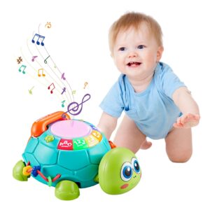 bu-buildup musical turtle toy, baby crawling toys with music and led lights, toys to encourage crawling, baby toy with music and led lights for boys & girl 18 months+