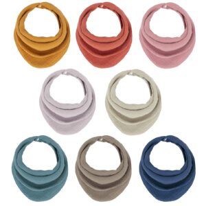 baby bibs for girls, bandana drool bibs for unisex, soft organic muslin infinity scarf bibs for 0-24 months - 8 pack