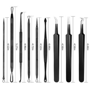 19 Pcs Blackhead Remover Pimple Popper Tool Kit,Professional Blackhead Extractor Tool for Nose Face, Stainless Comedone Extractor, Blemish Whitehead Popping Tool with Portable Metal Case (Black)