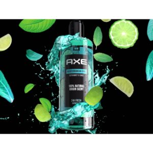 AXE Body Wash For Men Mediterranean Cool, Skin Care With 100% Natural Origin scent And Plant Based Ingredients 18 oz, 4 Count