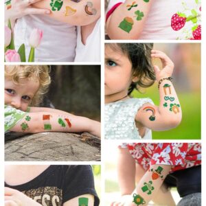 St. Patrick’S Day Tattoos Shamrock Temporary Tattoo Sticker Waterproof Clover Lucky Tattoos for Adults Kids Saint Patricks Day Costume Party Decor Supplies on Face Body 10 Sheets.