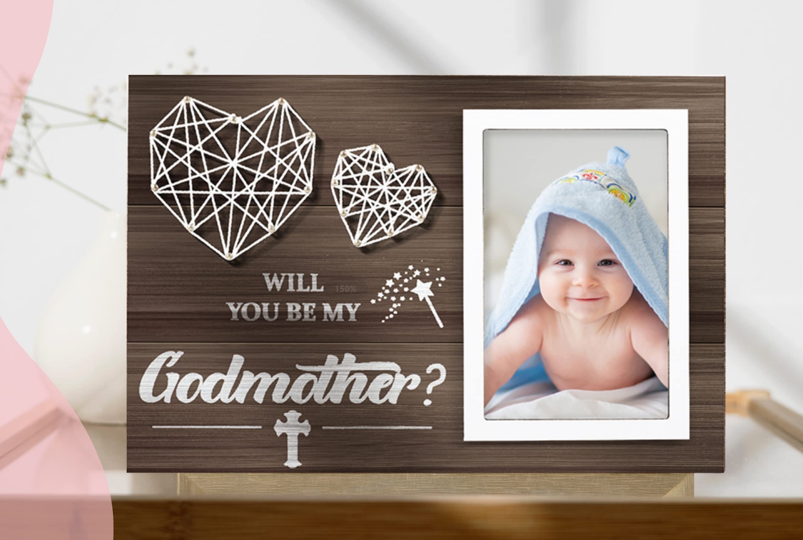 Rivocoda Godmother Proposal Gift, Will You Be My Godmother, Godmother Gifts from Godchild, Picture Frame Gift for Mother's Day or Birthday