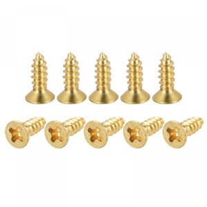 uxcell brass wood screws, m3.5x12mm phillips flat head self tapping connector for door, cabinet, wooden furniture 25pcs