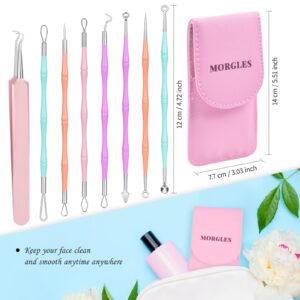 Pimple Popper Tool Kit, MORGLES 14-Heads Professional Stainless Acne Zit Popper Extraction Tools for Facial Nose with Leather Case