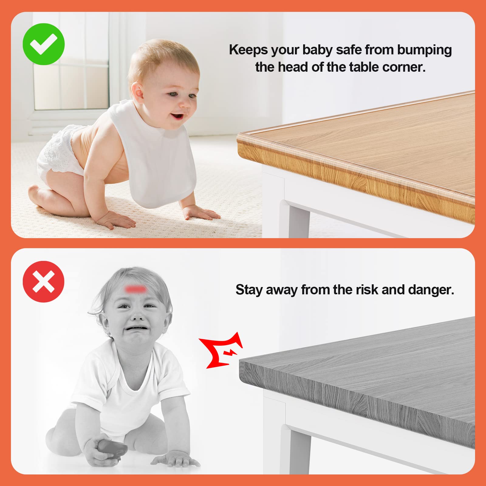 Baby Proofing, Silicone Soft Corner Protectors with Upgraded Pre-Taped Strong Adhesive, 6.6ft Edge Protectors for Sharp Corners of Cabinets, Tables, Drawers (0.4×0.4in Width)