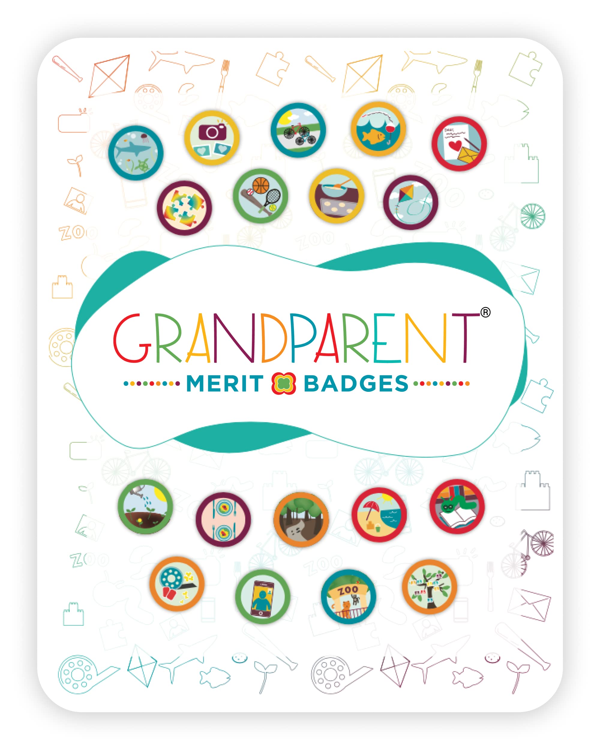 GRANDPARENT MERIT BADGES Kit First Edition - Best Gift idea! Fun with Grandkids Using This Keepsake Activity Journal. 18 Activity Journal Pages,Merit Badge Stickers and Certificate of Merit