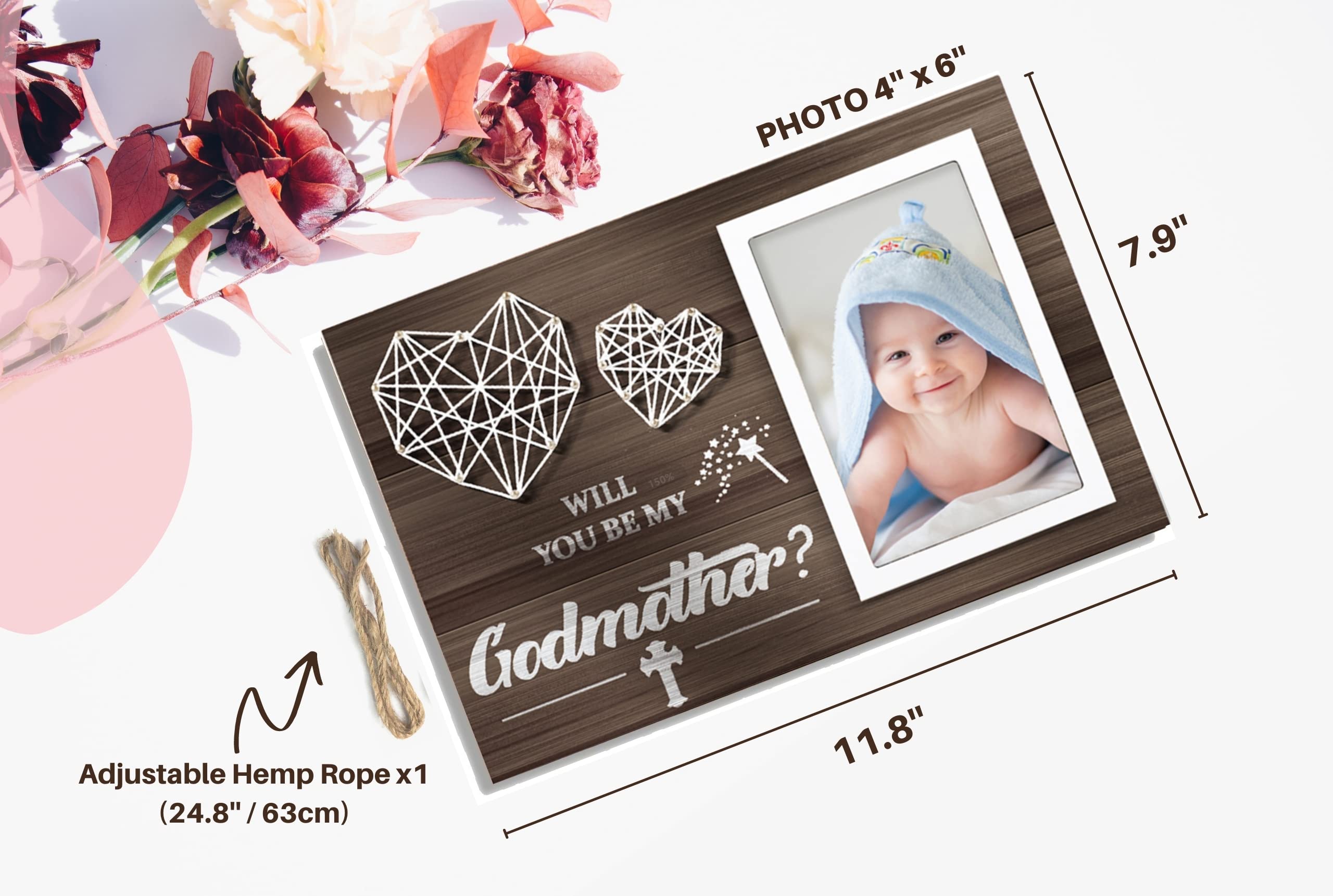 Rivocoda Godmother Proposal Gift, Will You Be My Godmother, Godmother Gifts from Godchild, Picture Frame Gift for Mother's Day or Birthday