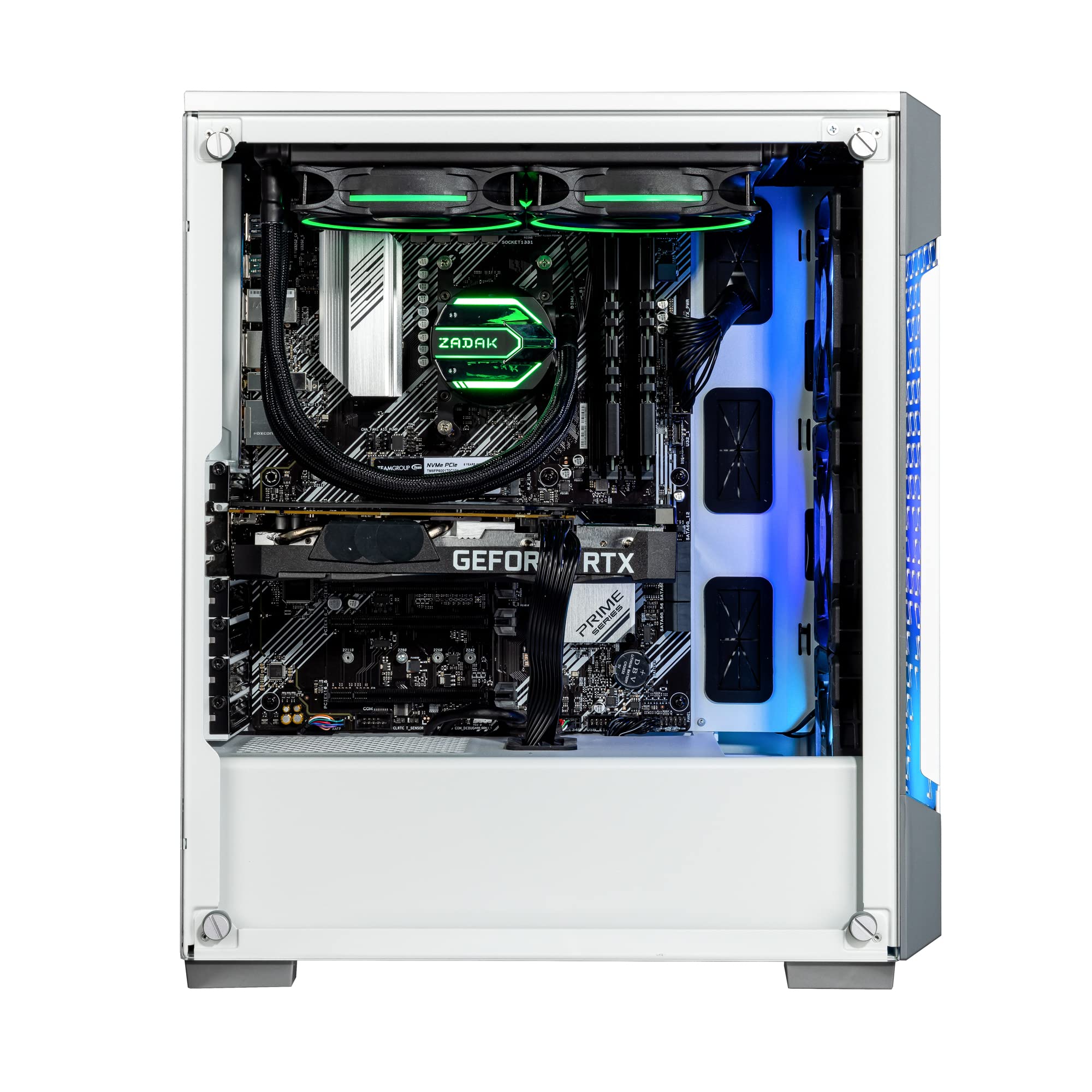 Velztorm Azcia CTO Gaming Desktop PC Liquid-Cooled (Ryzen 7-5800X 8-Core, 64GB DDR4, 1TB PCIe SSD + 2TB HDD (3.5), GeForce RTX 3080 10GB, 240mm AIO, RGB Fans, 750W PSU, WiFi, Win 10 Home)