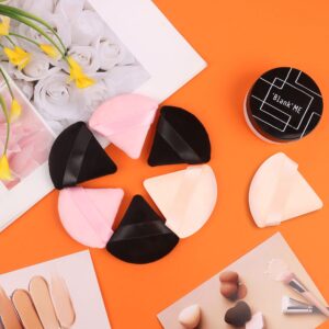 Pimoys 15 Pieces Powder Puff Face Soft Triangle Makeup Velour Puff, Beauty Sponge for Loose Powder and Cosmetic Foundation, Blender Makeup Tool (Black, Pink, Flesh)