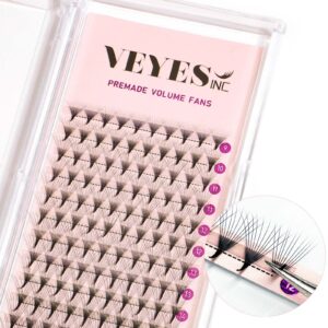 veyes inc eyelash extension supplies premade fans eyelash extensions mixed tray 10d 0.07 c curl 9-16mm short stem premade volume lash extensions fans matte black 120 fans