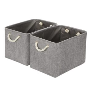 wlfrhd storage baskets fabric storage bins 16x12x12 inches large collapsible canvas shelf closet baskets for shelves nursery home decorative storage bins for baby toys (grey, 2-pack)