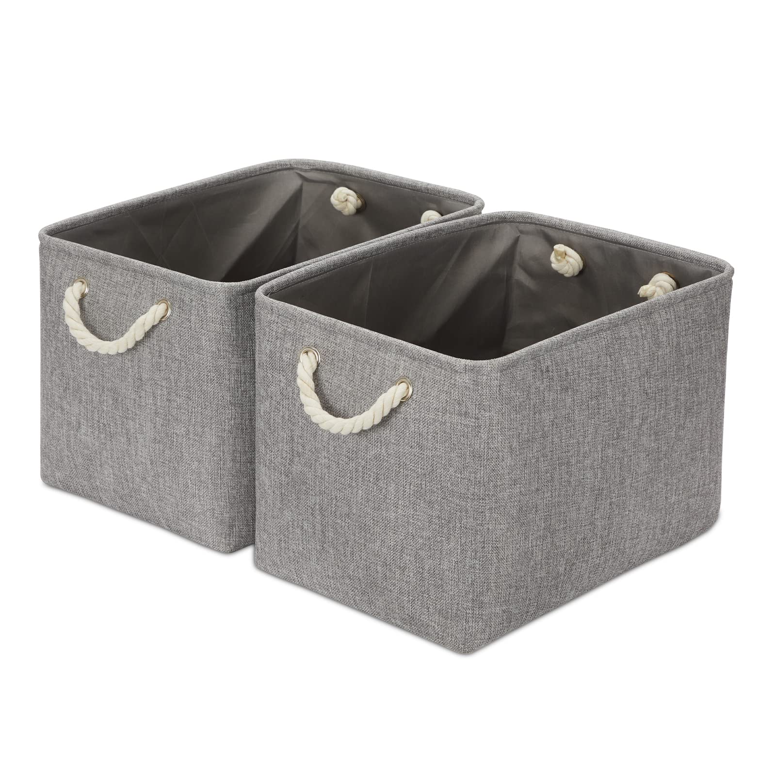 WLFRHD Storage Baskets Fabric Storage Bins 16x12x12 inches Large Collapsible Canvas Shelf Closet Baskets for Shelves Nursery Home Decorative Storage Bins for Baby Toys (Grey, 2-Pack)