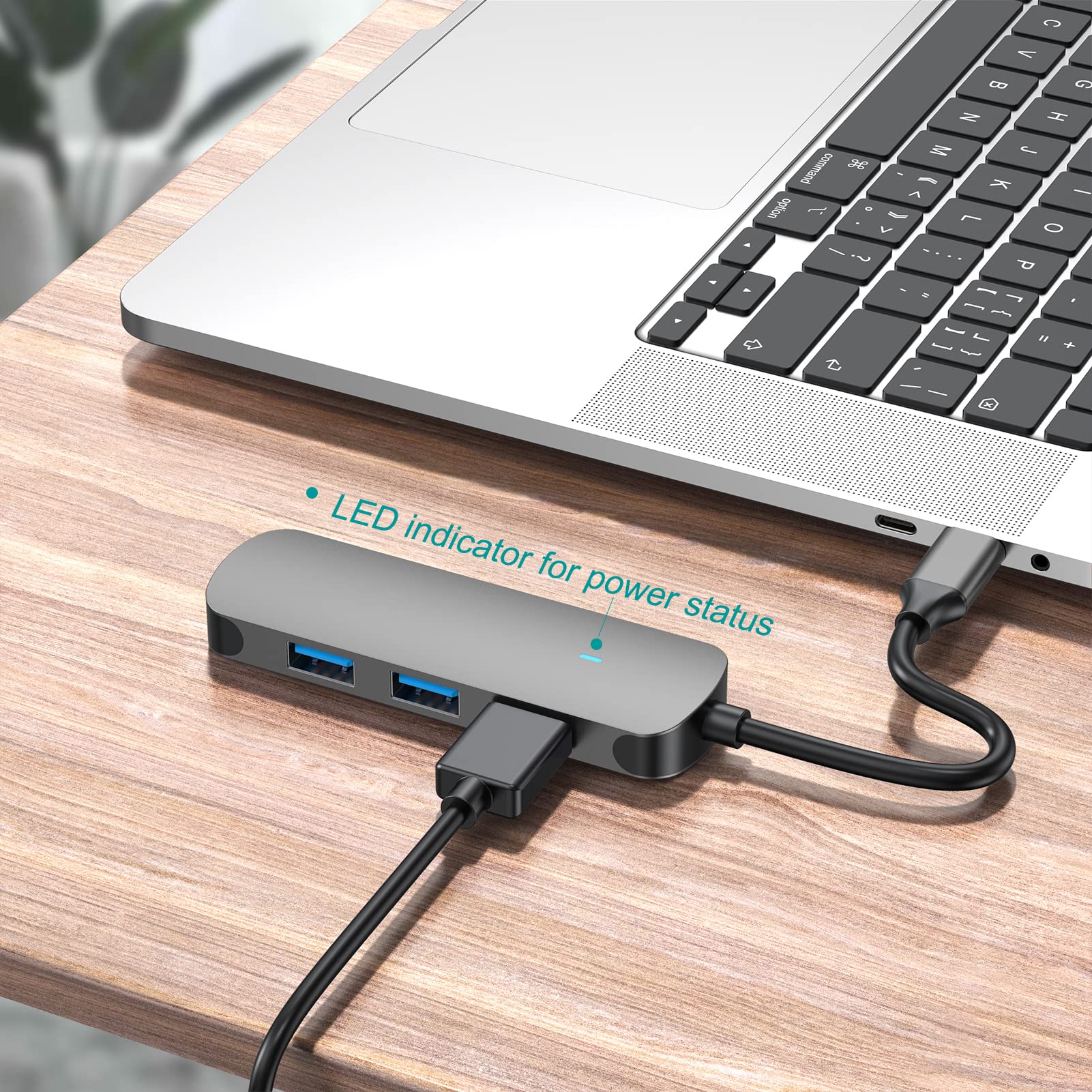 USB C Hub 4 Ports, USB C Hub, Thunderbolt 3 to Multiport USB 3.0 Hub, USB Splitter with 4 USB 3.0 Expander Adapter Compatible with for MacBook Pro, Chromebook, XPS, and USB C Devices