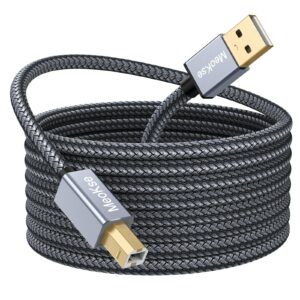 printer cable 25ft/8m,meokse usb printer cord 2.0 type a male to b male cable scanner cord high speed compatible with hp, canon, dell, epson, lexmark, xerox, samsung and more