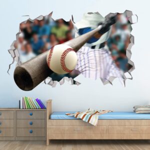 Kyle Cornhole Baseball Decor for Boys Room - Baseball Wall Decor Art 3D Ball Sports Wall Decals - Baseball Sticker Hit Wall Decal MR1249 (24 inch W x 14 inch H (60cm x 36cm)), Green