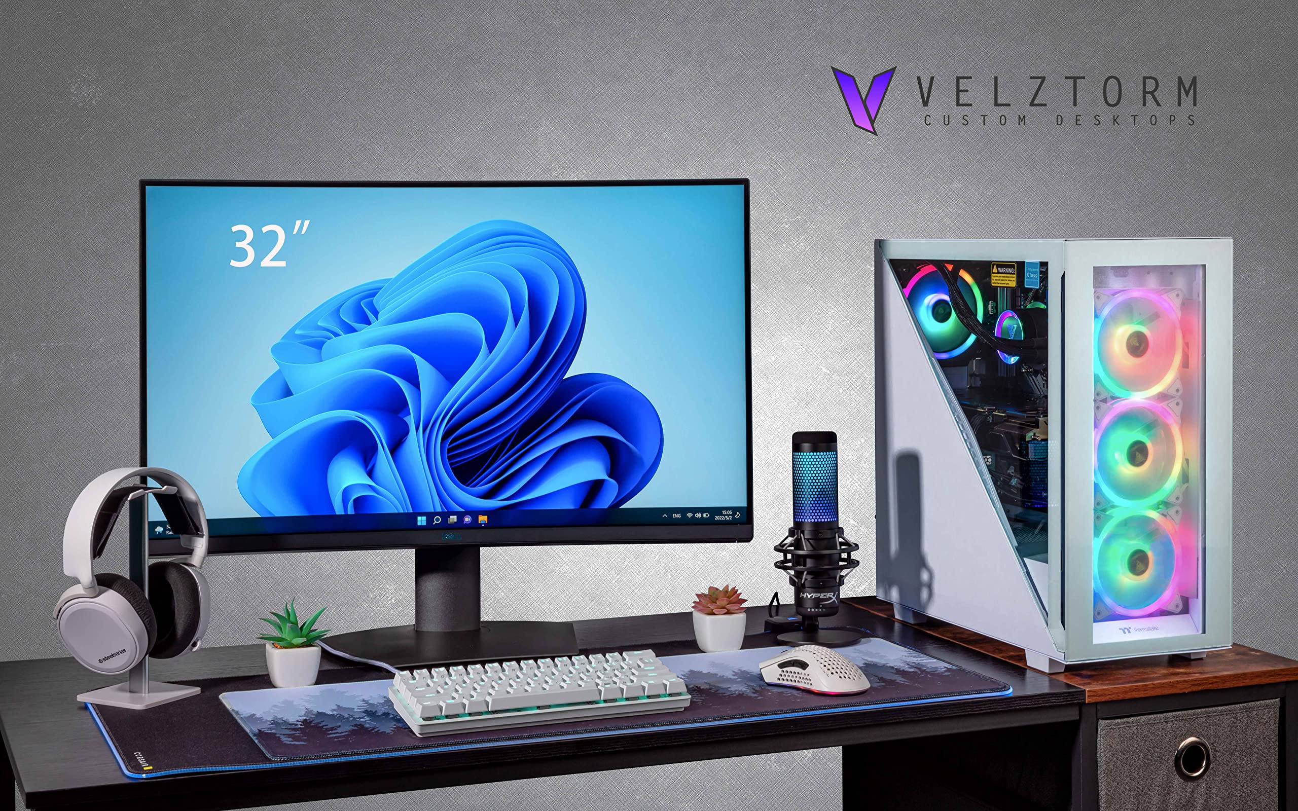 Velztorm Gladio CTO Powerful Gaming Desktop PC Liquid-Cooled (AMD Ryzen 9 5900X 12-Core, 64GB DDR4, 4TB PCIe SSD + 6TB HDD (3.5), GeForce RTX 3090 24GB, WRGB Fans, AC WiFi, BT, Win 10 Home) VELZ0002