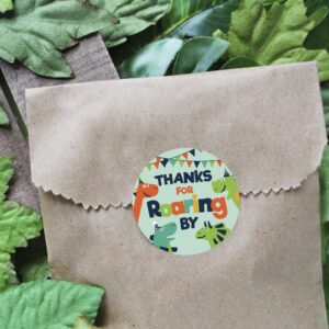 Dinosaur Birthday Party Thanks for Roaring by Thank You Stickers - Stomp, Chomp and Roar- 1.75 in. - 40 Labels