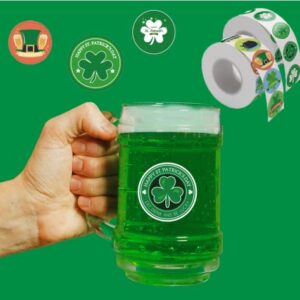 1000pcs St Patricks Day Stickers for Kids, 2 Pack Cute Shamrock Roll Stickers for Water Bottles St Patricks Day Decorations Decor for Envelopes Cards Bags Boxes Wrap Cards Party