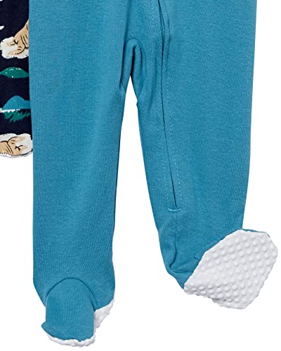 Amazon Essentials Baby Girls' Snug-Fit Cotton Footed Sleeper Pajamas, Pack of 2, Navy/Arctic Creatures, 12 Months