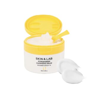 skin&lab] porebarrier face cleansing balm | eyelash extension-safe cleanser | vegan makeup remover for waterproof makeup | balm to oil to milk | gentle for | made in korea | 3.38 fl oz