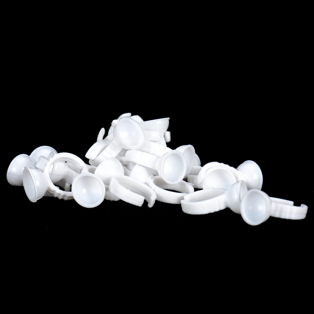 600PCS Glue Rings AliOry Glue Rings for Eyelash Extensions Disposable Rings for Lashes Lovely Shape Lash Fan Blossom Glue Cups Lash Extension Supplies Lash Supplies for Eyelash Extensions.