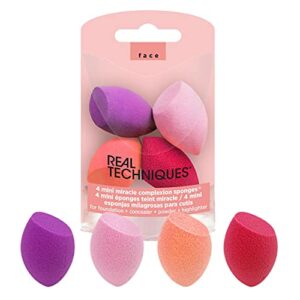 real techniques mini miracle complexion sponge makeup blender, beauty sponges,(2 packs of 4, 8 count total)