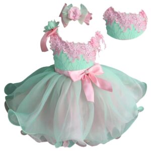 jenniferwu eb1179mp infant toddler baby newborn little girl's pageant party birthday dress mintpink size 18-24m