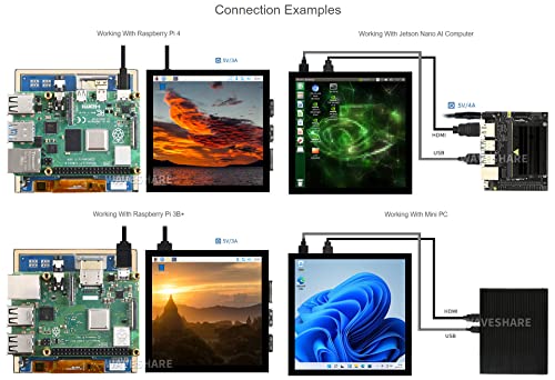 waveshare 4inch HDMI Capacitive Touch IPS LCD Display Compatible with Raspberry Pi 4B/3B+/3A+/2B/B+/A+/Zero/Zero W/WH/Zero 2W CM3+/4 720×720 Resolution Supports Jetson Nano/Windows