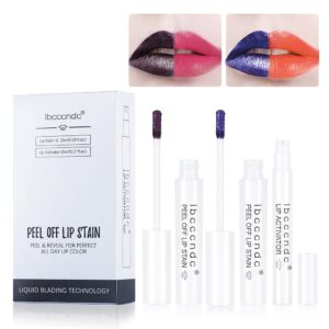 ibcccndc peel off lip stain kit long lasting smudge proof, waterproof,tattoo lipstick 2 colors lip stain for hyper-brilliant color lips (charming 10&14)