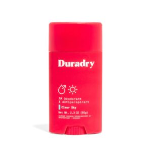 duradry antiperspirant deodorant for women and men - anti sweat maximum strength deodorant, excessive sweat protection for armpits, naturally neutralize odor - clear sky, 2.3 oz