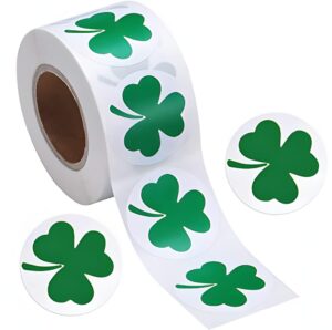 st. patrick's day shamrock sticker 500 pcs , green day roll stickers clover seal decals for st. patrick's day party decorations and crafts supplies.