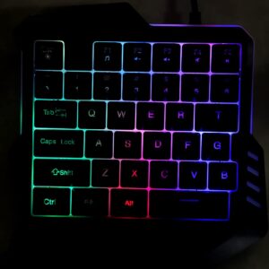 CHICIRIS LED Gaming Keyboard, Portable High & Low Key Layout Fast Response One-Handed Keyboard, Anti-Slip Design for / / / iOS Home