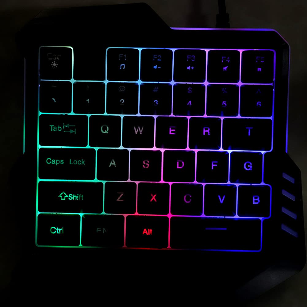 CHICIRIS LED Gaming Keyboard, Portable High & Low Key Layout Fast Response One-Handed Keyboard, Anti-Slip Design for / / / iOS Home