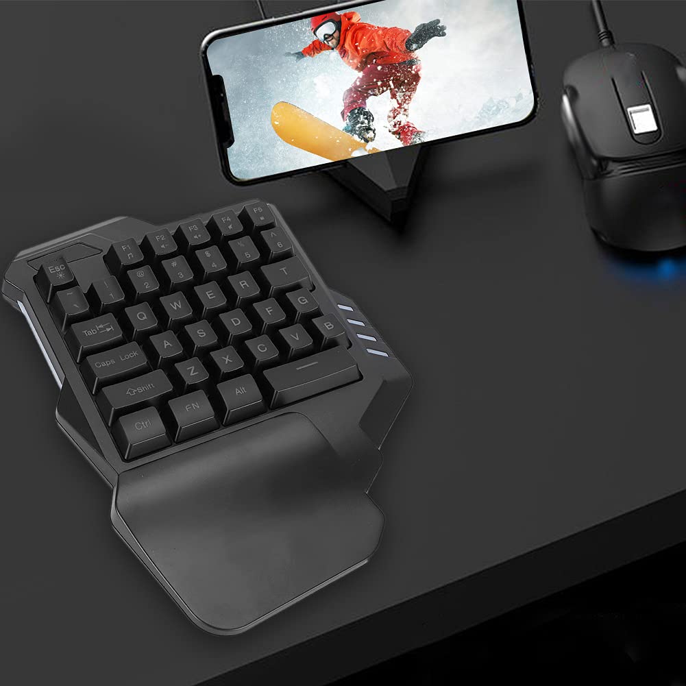 CHICIRIS LED Gaming Keyboard, Portable High & Low Key Layout Fast Response One-Handed Keyboard, Anti-Slip Design for / / / iOS Home