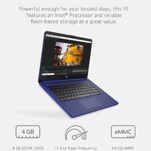 HP Stream 14inch HD Touchscreen Display, Intel Celeron N4020 Dual-Core Processor, 4GB DDR4 Memory, 128GB Storage(64GB eMMC+64GB Card),Webcam,1-Year Microsoft 365, Win10, Indigo Blue, TGCD Bundle