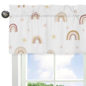 Sweet Jojo Designs Boho Rainbow Window Treatment Valance - Blush Pink Dusty Rose Gold Yellow Mauve Taupe Beige Tan Bohemian Stars Sun Celestial Vintage Sky