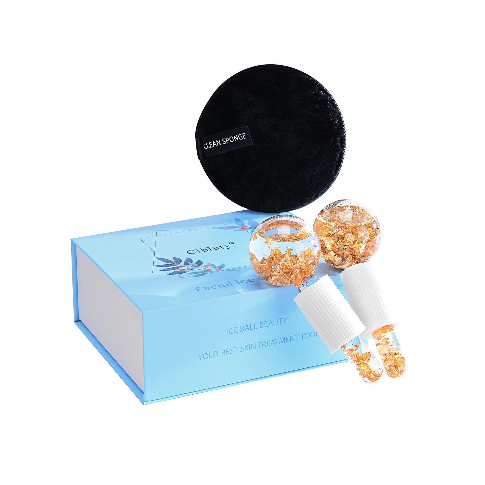 CIBLUTY Ice Cryo Sticks Facial Globe with Golded Essence- 2PC Cooling Globes for Cold or Hot Skin Massagers, Face Globe for Skin Care Routine