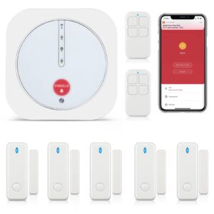 yiseele home security system, door alarm system with wifi, alarm security with phone app alert, 9-piece kit: alarm siren, door window sensor, remote, work with alexa for house, apartment