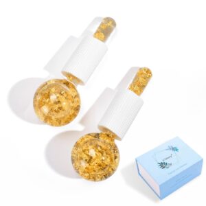 cibluty ice cryo sticks facial globe with golded essence- 2pc cooling globes for cold or hot skin massagers, face globe for skin care routine