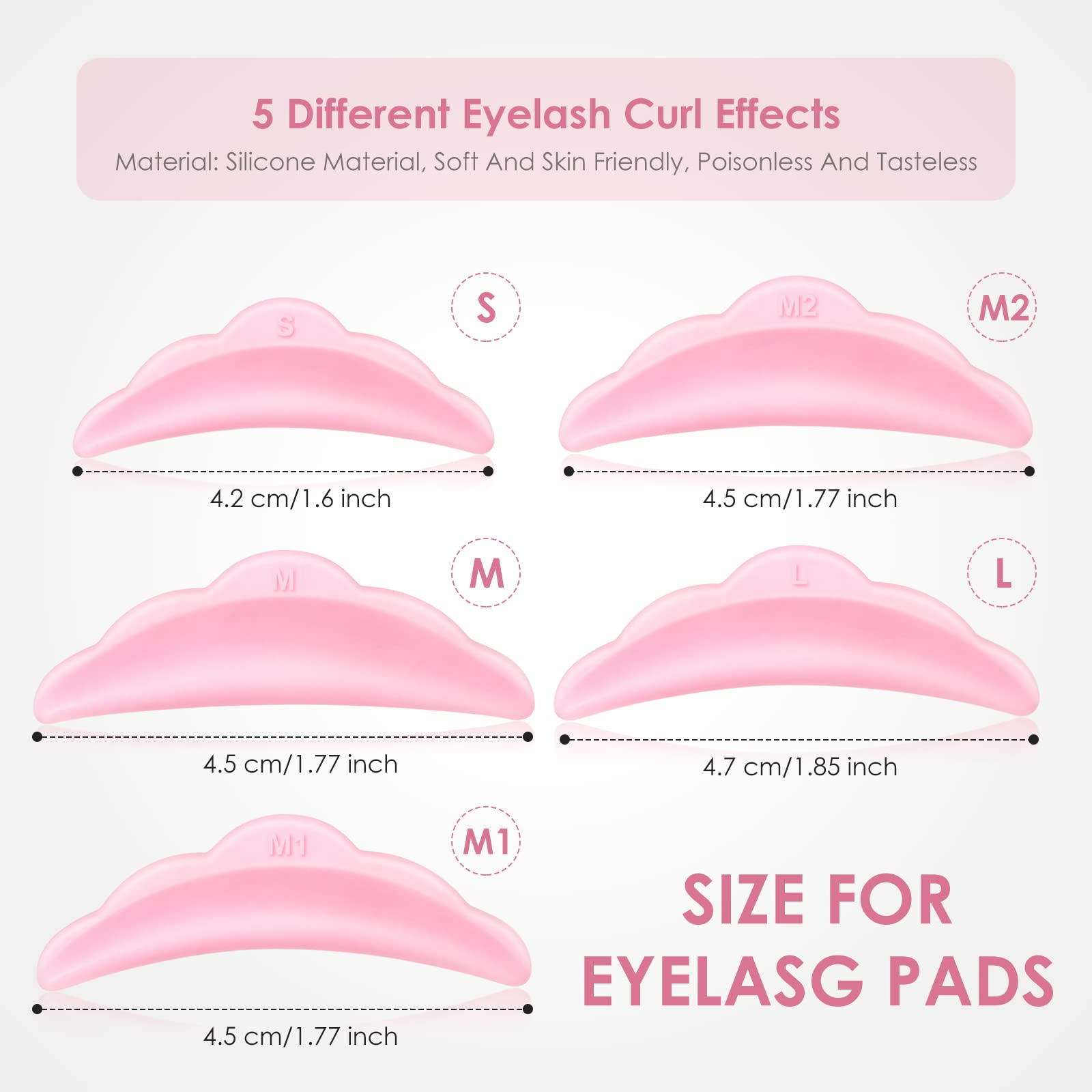 52 Pieces Eyelash Lift Tools, 50 Pieces Silicone Eyelash Pads with 2 Pieces Stainless Steel Eyelash Perm Tool Separator Lift Tools with Comb, Eyelash Curlers for Extension (Pink, Colorful)