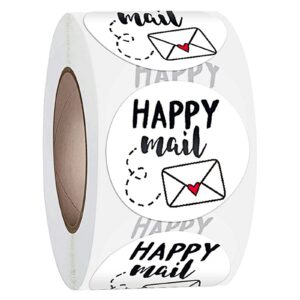 happy mail labels 1 inch round 500 stickers envelop seals for small business shipping packaging sticker