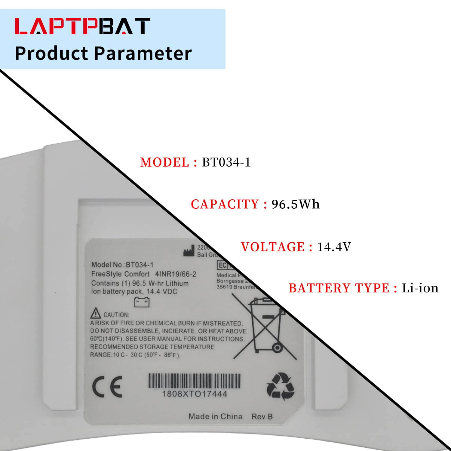 LAPTPBAT BT034-1 for Freestyle Trade Comfort Portable Battery 4INR19/66-2 14.4V Li-Ion Battery